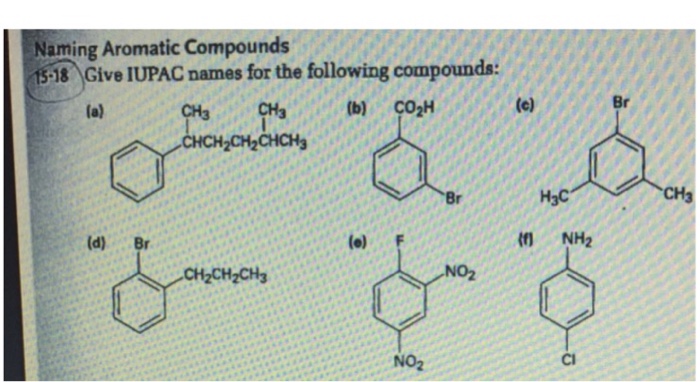 Solved Naming Aromatic Compounds Give IUPAC names for the | Chegg.com