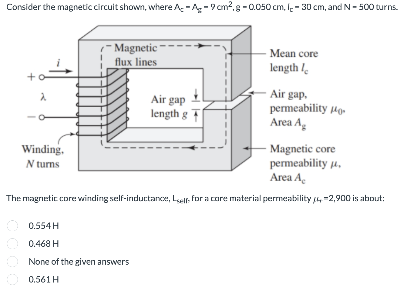 Solved Consider the magnetic circuit shown, where Ac=Ag=9 | Chegg.com