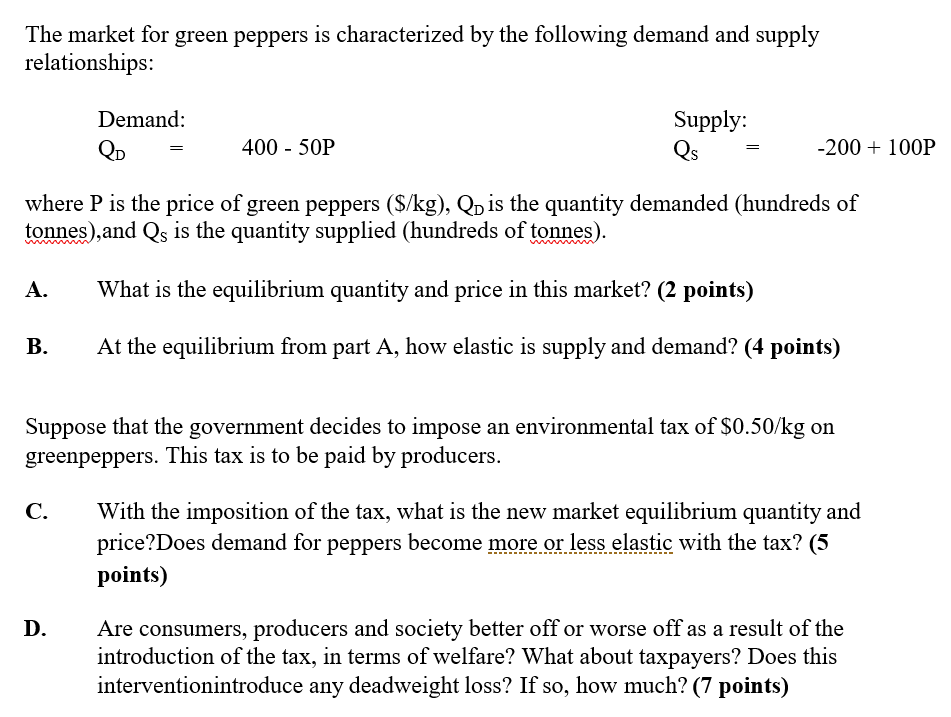Solved The following per capita (per person) demand equation | Chegg.com