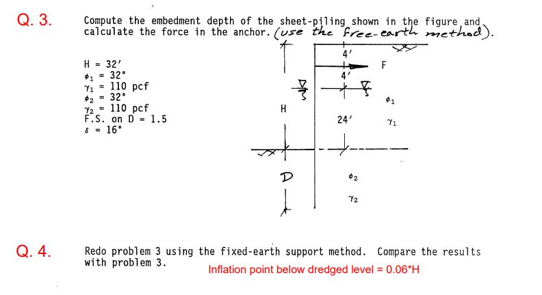 Solved Q. 3 Compute the embedment depth of the sheet-piling | Chegg.com Solved Q. 3 Compute the embedment depth of the sheet-piling | Chegg.com