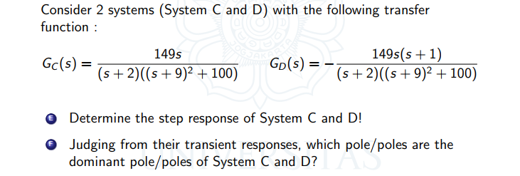 Solved Consider 2 systems (System C and D) with the | Chegg.com