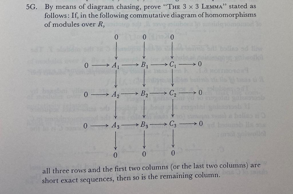 Solved 5G. By means of diagram chasing, prove "The 3 x 3 | Chegg.com