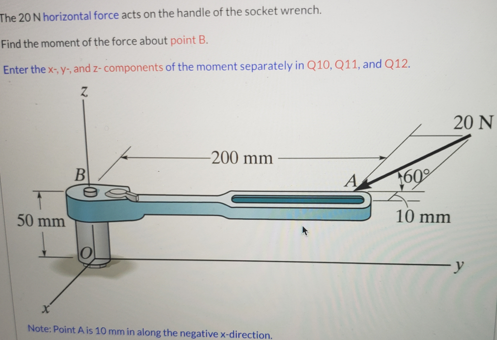 Solved The 20 N horizontal force acts on the handle of the | Chegg.com