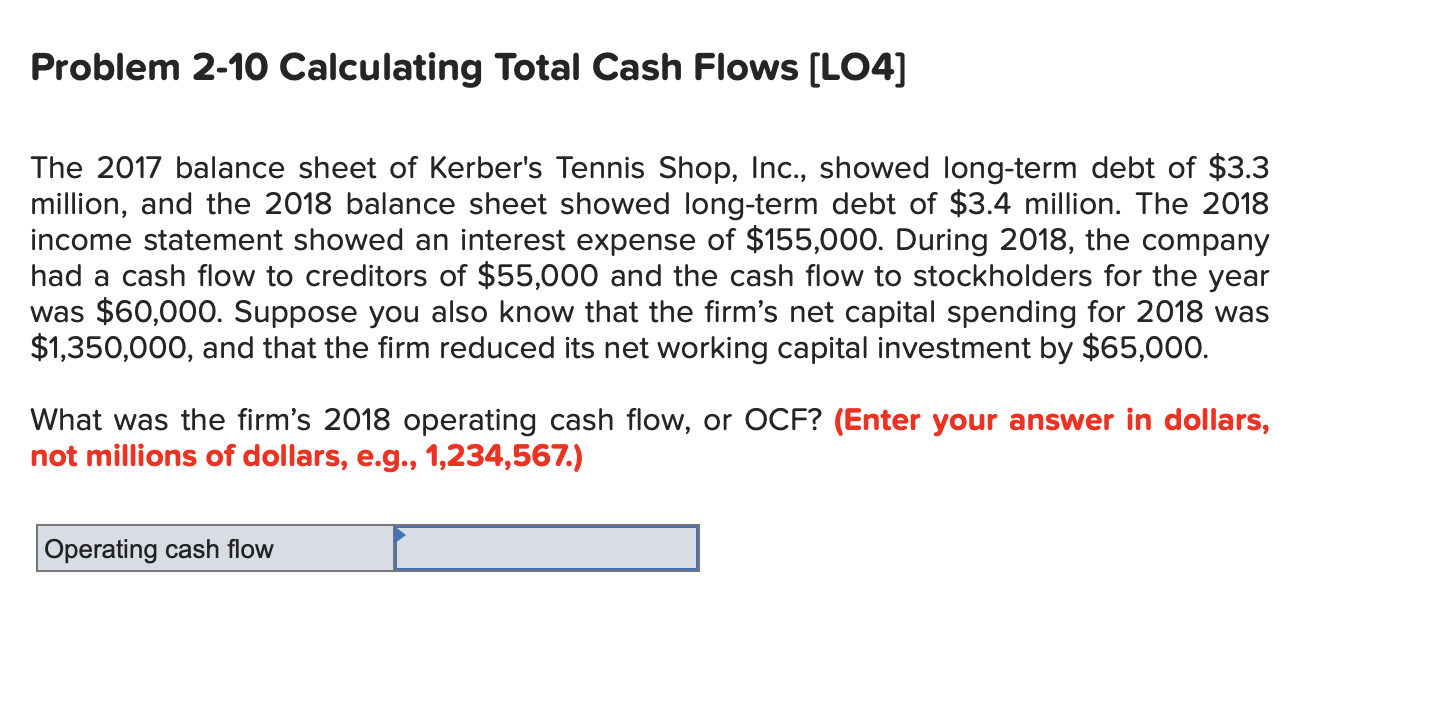 Solved Problem 2-10 Calculating Total Cash Flows (L04] The | Chegg.com