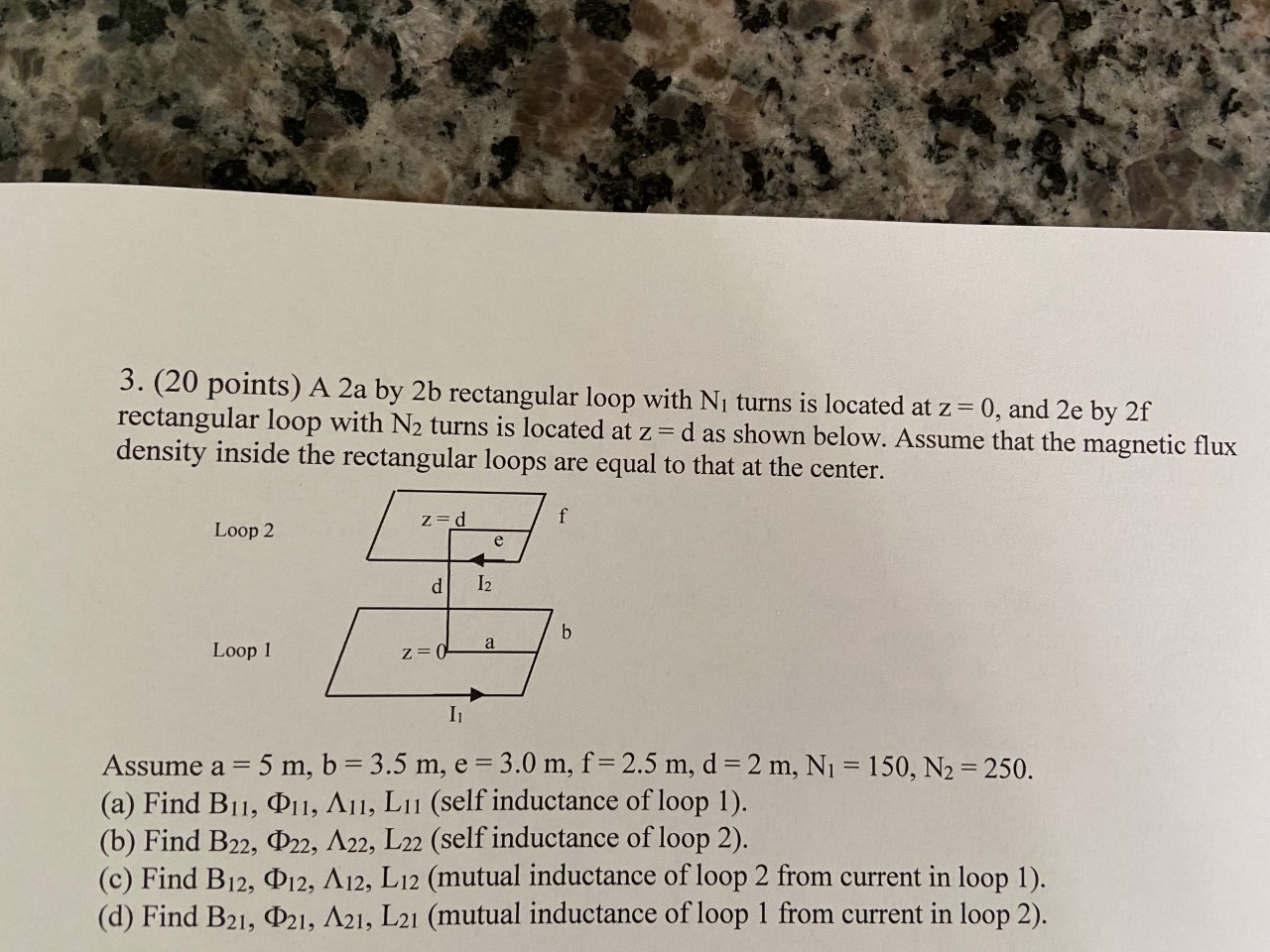 Solved 3. (20 points) A 2a by 2b rectangular loop with Ni | Chegg.com