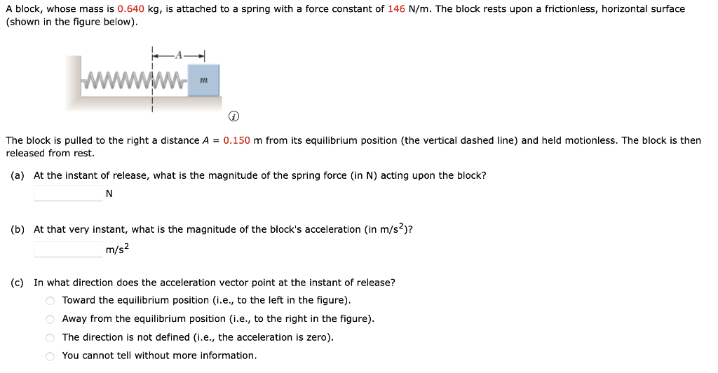 Solved A block, whose mass is 0.640 kg, is attached to a | Chegg.com