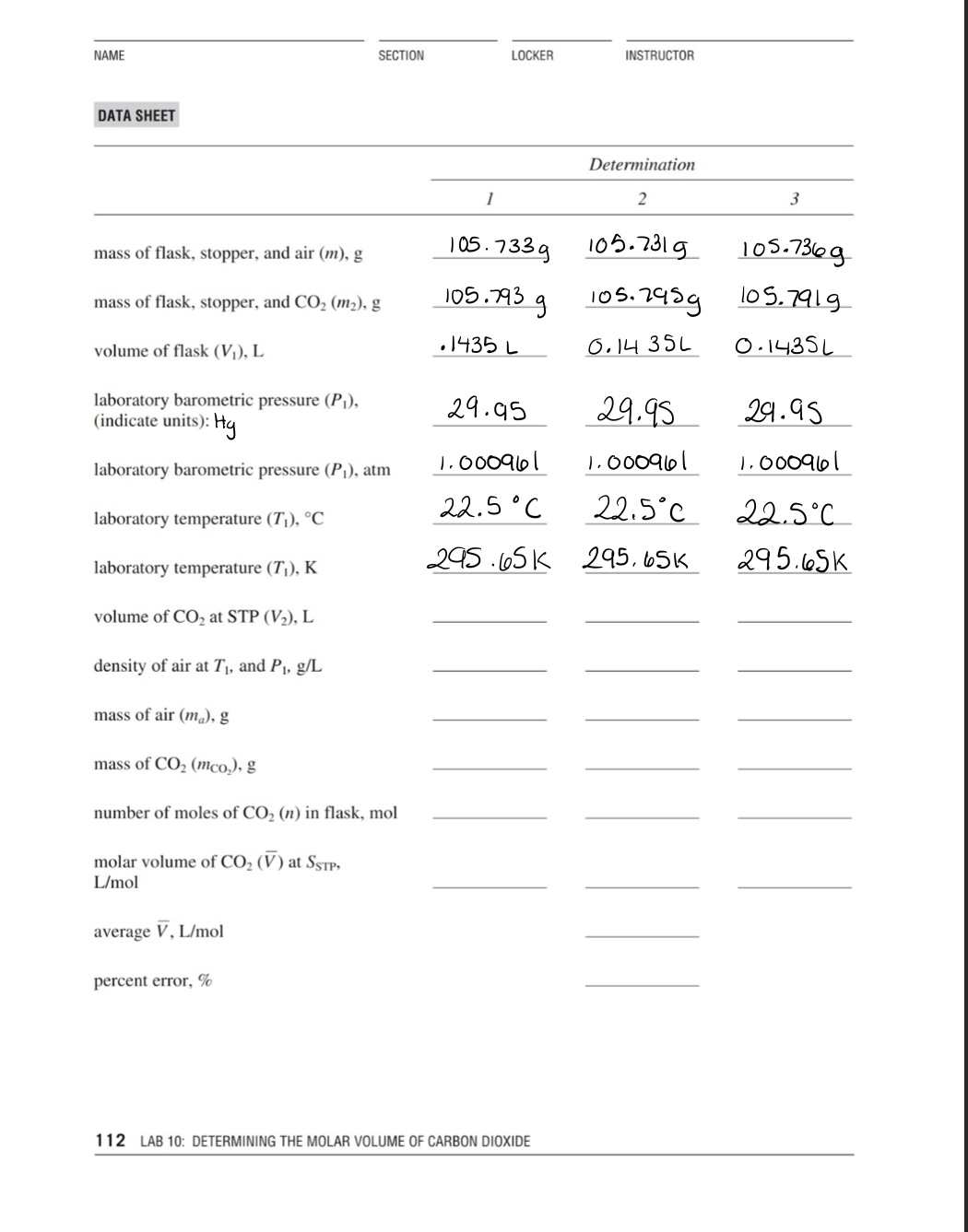 Solved NAME SECTION LOCKER INSTRUCTOR DATA SHEET | Chegg.com