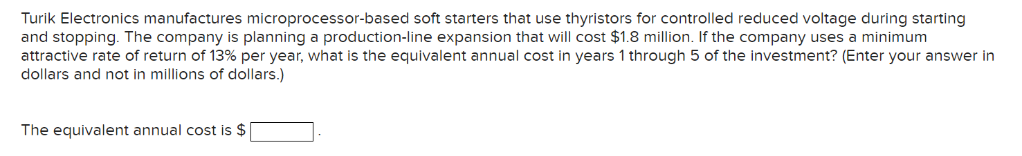 Solved Turik Electronics manufactures microprocessor-based | Chegg.com