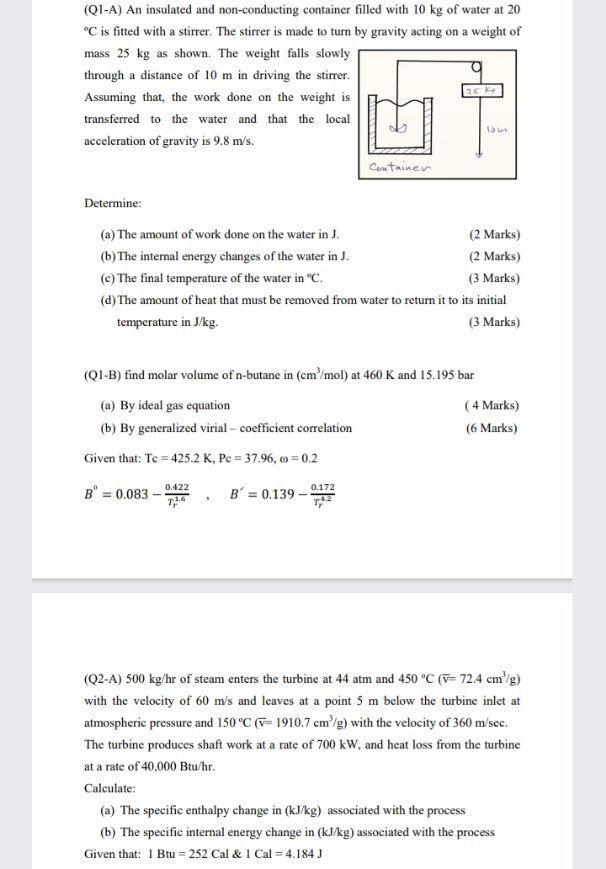 Solved (Q1-A) An insulated and non-conducting container | Chegg.com