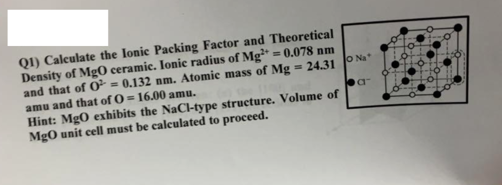 Solved Q1) Calculate the lonic Packing Factor and | Chegg.com
