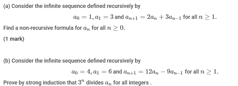 Solved (a) Consider the infinite sequence defined | Chegg.com