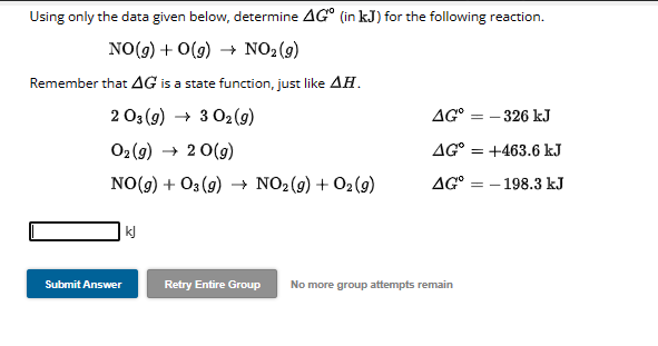 Solved Using only the data given below, determine ΔG° (in | Chegg.com