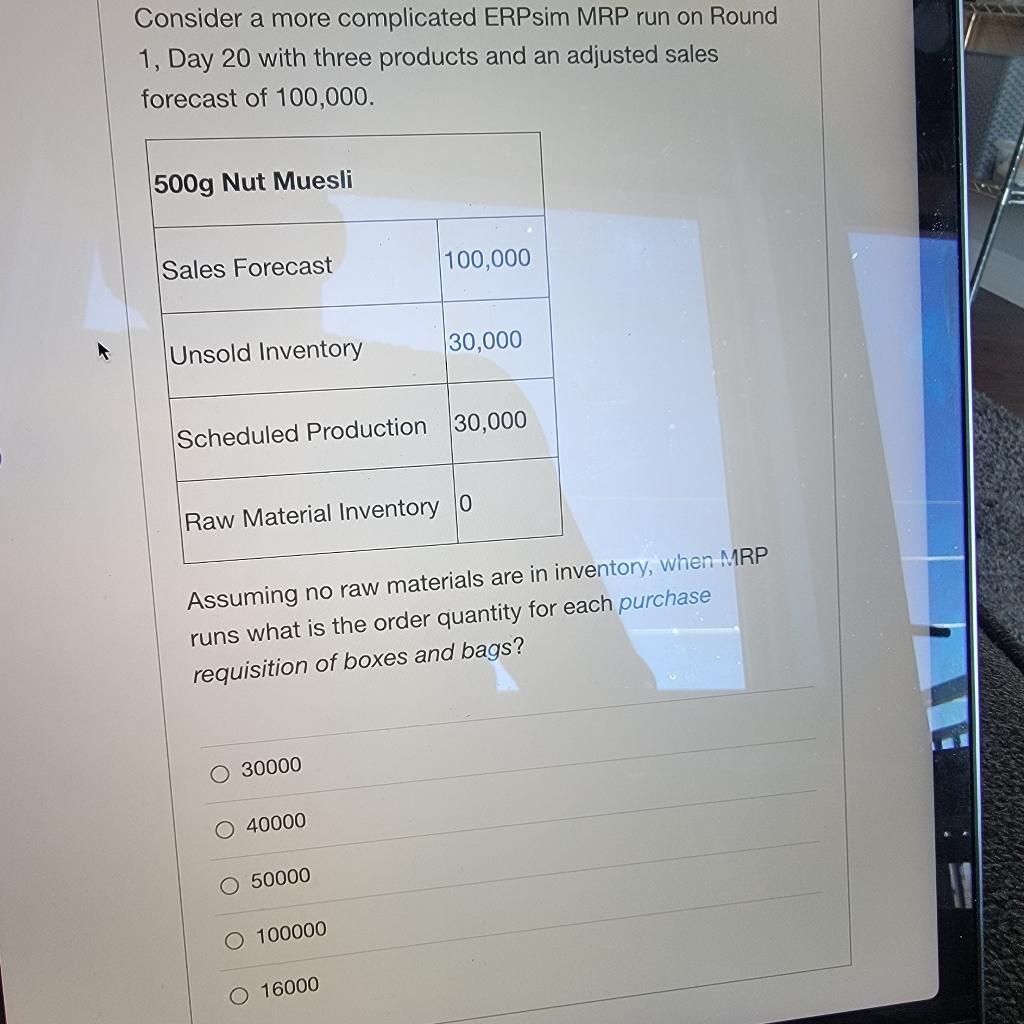 Solved Consider a more complicated ERPsim MRP run on Round | Chegg.com