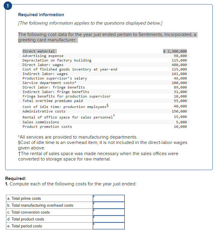 Solved !Required information[The following information | Chegg.com