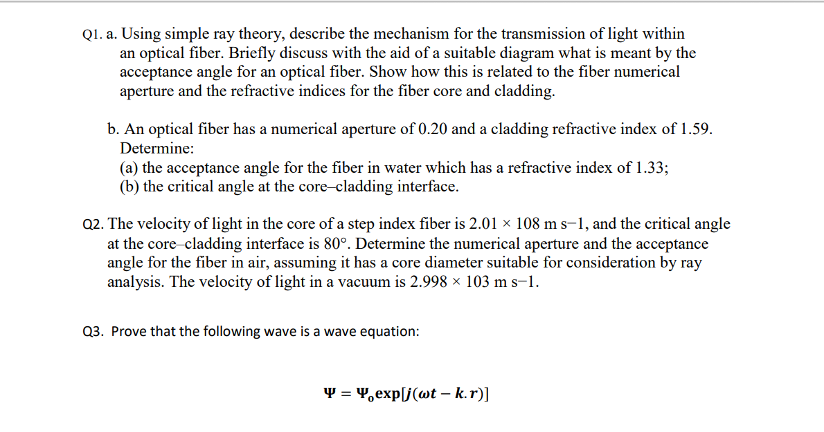 Solved Q1. a. Using simple ray theory, describe the | Chegg.com