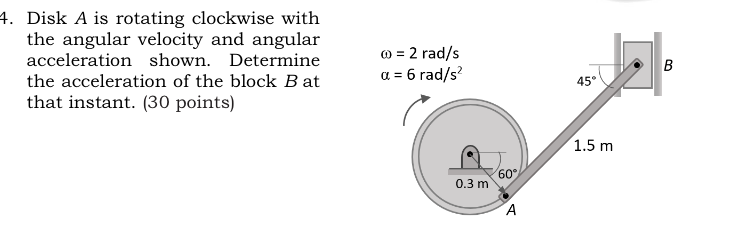 Solved 4. Disk A is rotating clockwise with the angular | Chegg.com