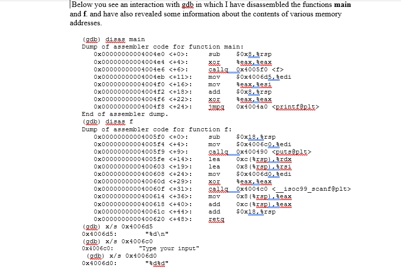 Below you see an interaction with gdb in which I have | Chegg.com