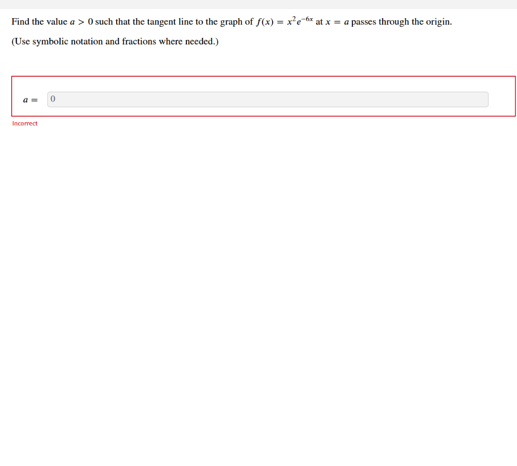 Solved Find the value a>0 such that the tangent line to the | Chegg.com