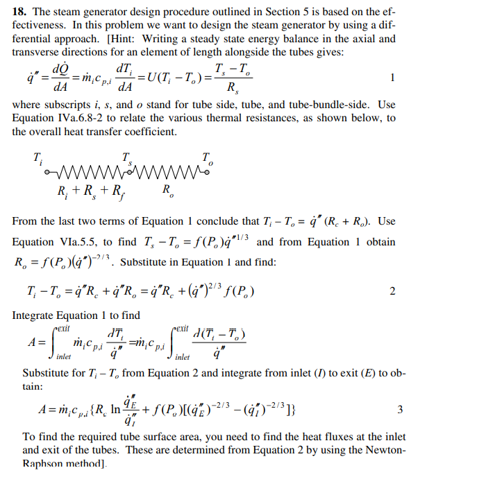 18. The steam generator design procedure outlined in | Chegg.com