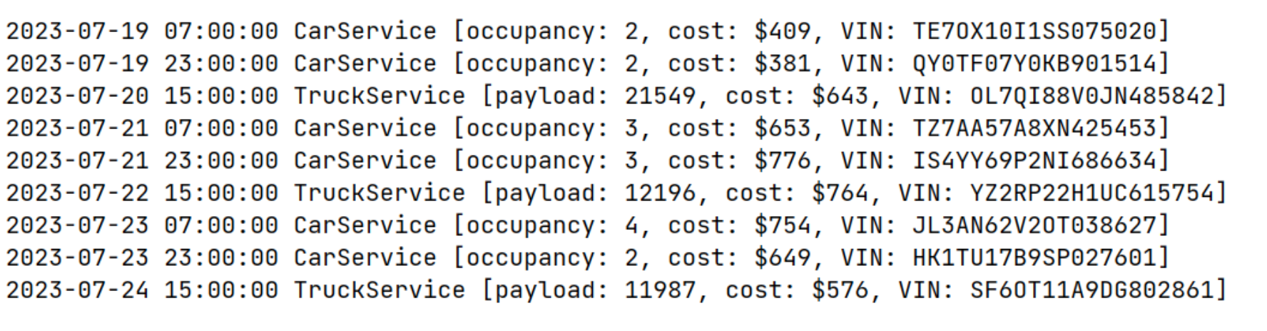 Solved The service.py program, given below, creates vehicle | Chegg.com