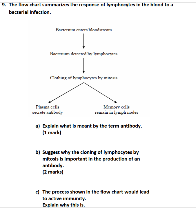 Solved 9. The flow chart summarizes the response of | Chegg.com