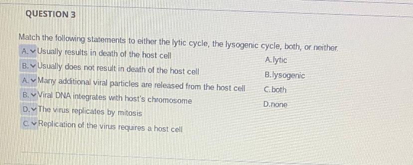 Solved QUESTION 3 Match the following statements to either | Chegg.com