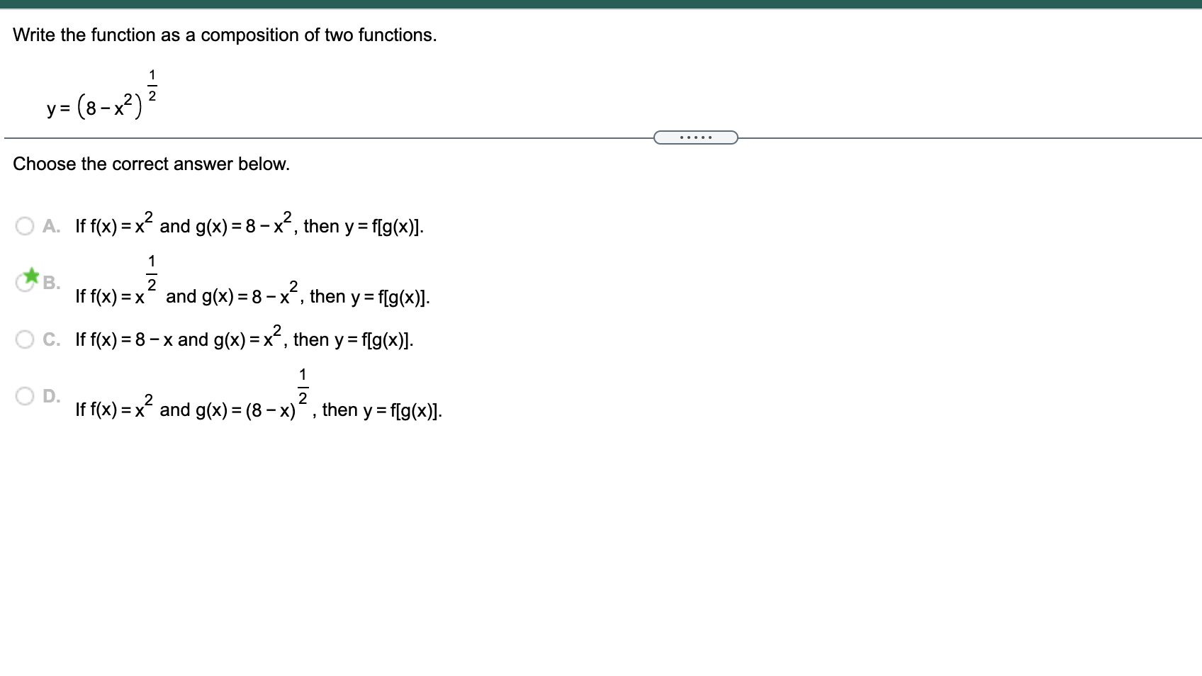 Solved Write the function as a composition of two functions. | Chegg.com