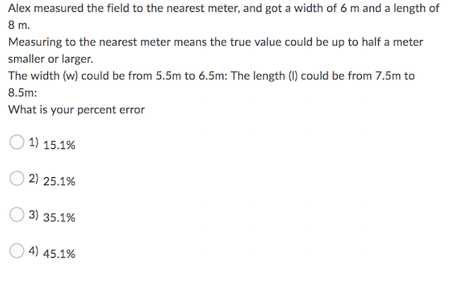 Solved Alex measured the field to the nearest meter, and got | Chegg.com