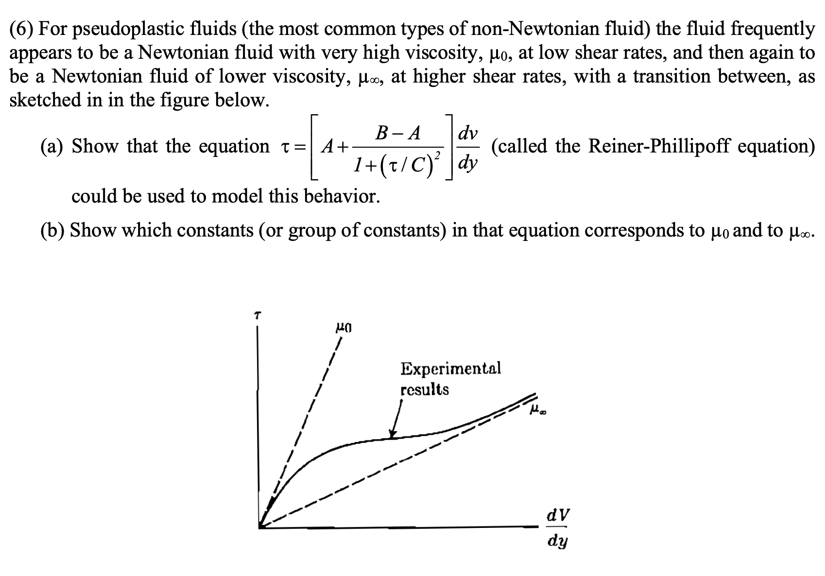 Solved (6) ﻿For pseudoplastic fluids (the most common types | Chegg.com