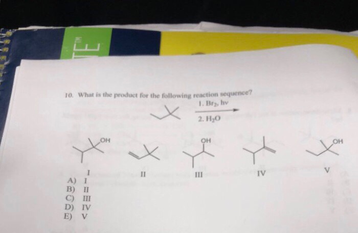Solved 7 Mono Bromination Ofthe Following Alkane Using