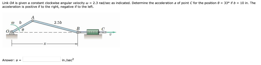 Solved Link OA is given a constant clockwise angular | Chegg.com