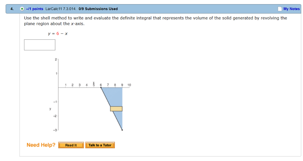 Solved 11 points LarCalc11 7.3.014. O/9 Submissions Used 4. | Chegg.com