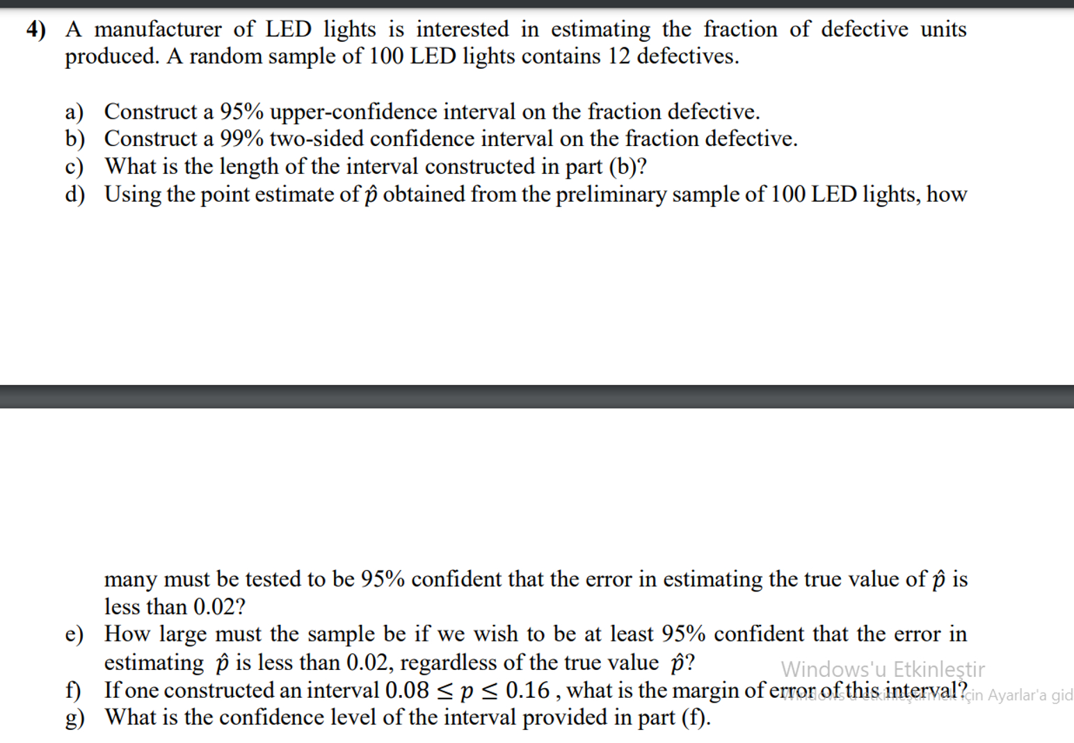 Solved A manufacturer of LED lights is interested in | Chegg.com
