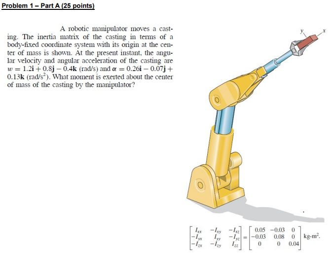 Solved Problem 1 - Part A (25 points) A robotic manipulator | Chegg.com