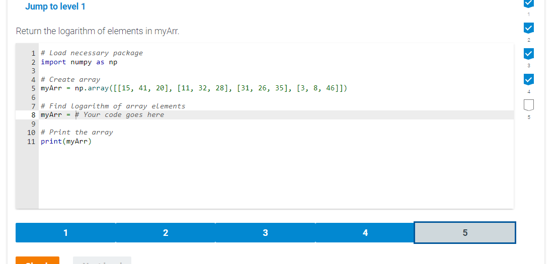 Solved Jump to level 1 Return the logarithm of elements in | Chegg.com
