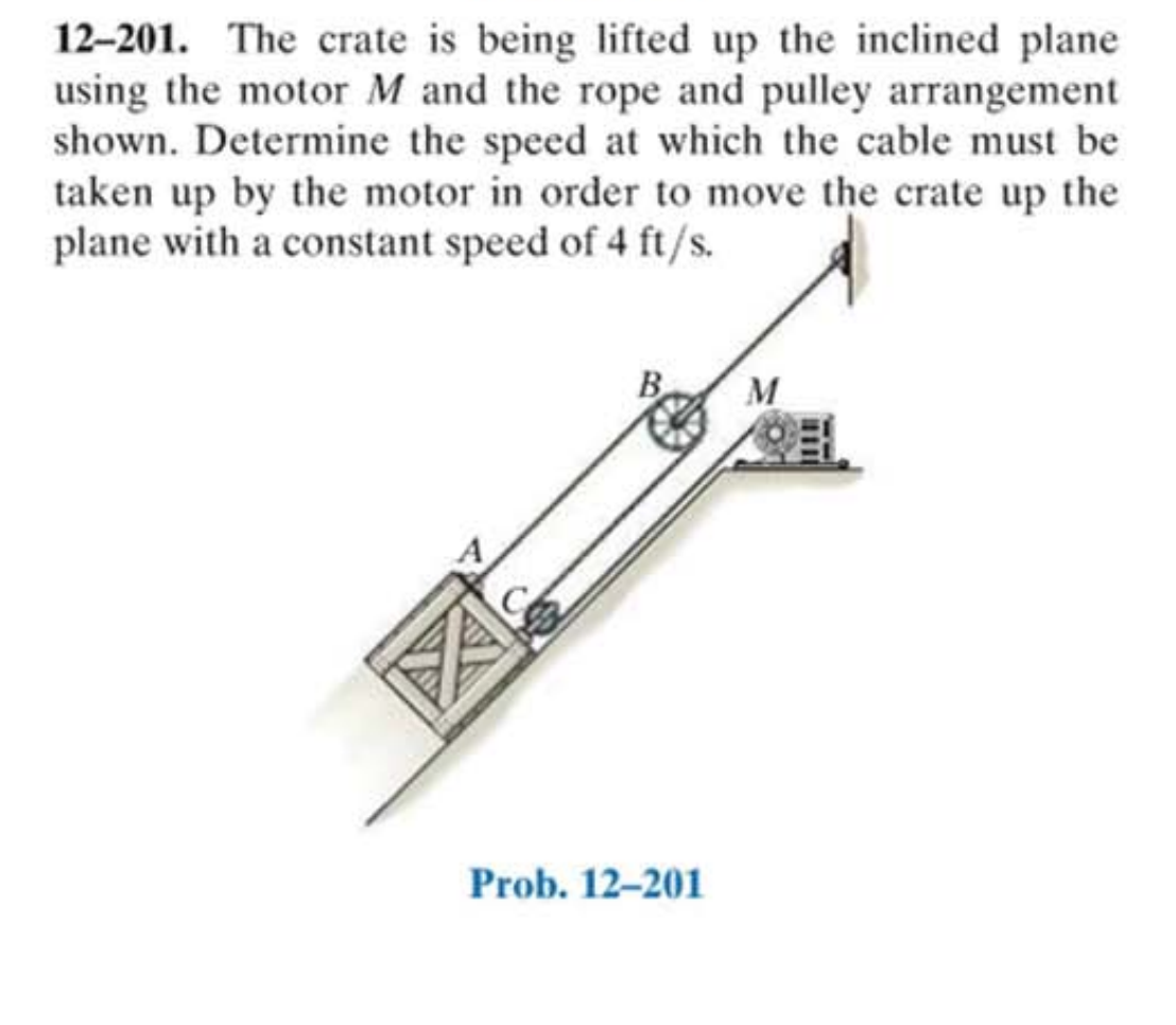 Solved 12-201. The crate is being lifted up the inclined | Chegg.com