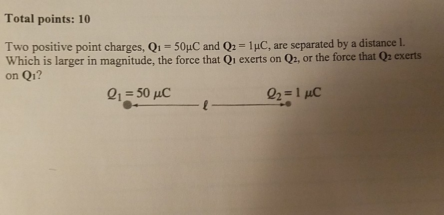 Solved Total points: 10 Two positive point charges, Q1 = | Chegg.com Solved Total points: 10 Two positive point charges, Q1 = | Chegg.com