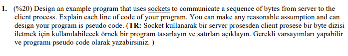 Solved (%20) ﻿Design an example program that uses sockets to | Chegg.com