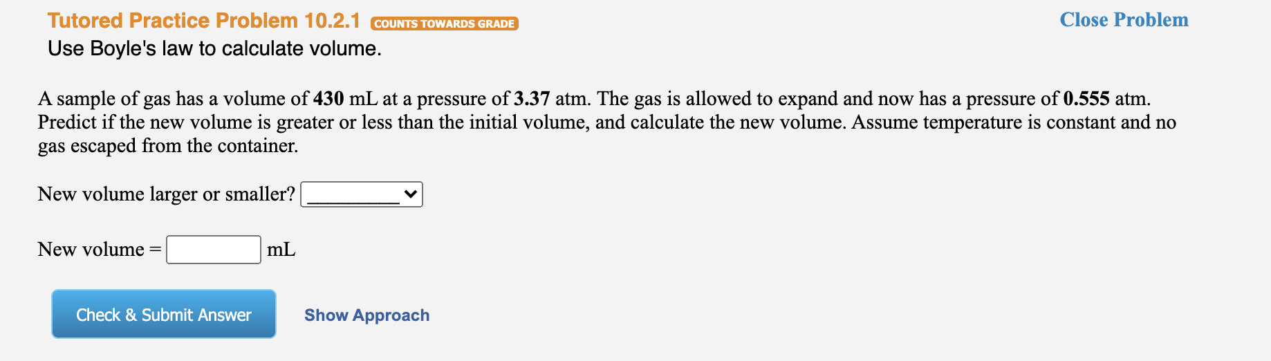 Solved Close Problem Tutored Practice Problem 10.2.1 COUNTS | Chegg.com