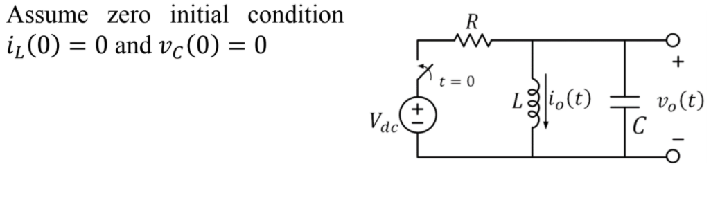 Solved R Assume zero initial condition iz(0) = 0 and vc(0) = | Chegg.com