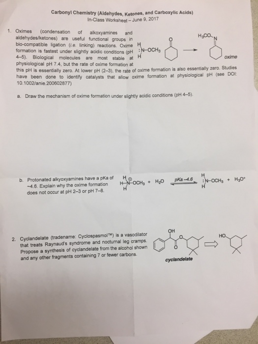 Solved Carbonyl Chemistry (Aldehydes, Ketones, and | Chegg.com