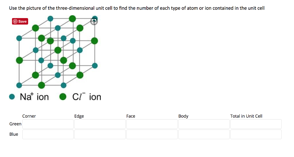 Solved Use the picture of the three-dimensional unit cell to | Chegg.com