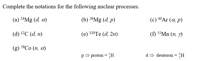 Solved Complete the notations for the following nuclear | Chegg.com