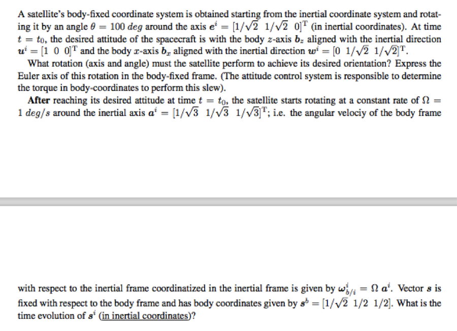 A satellite's body-fixed coordinate system is | Chegg.com