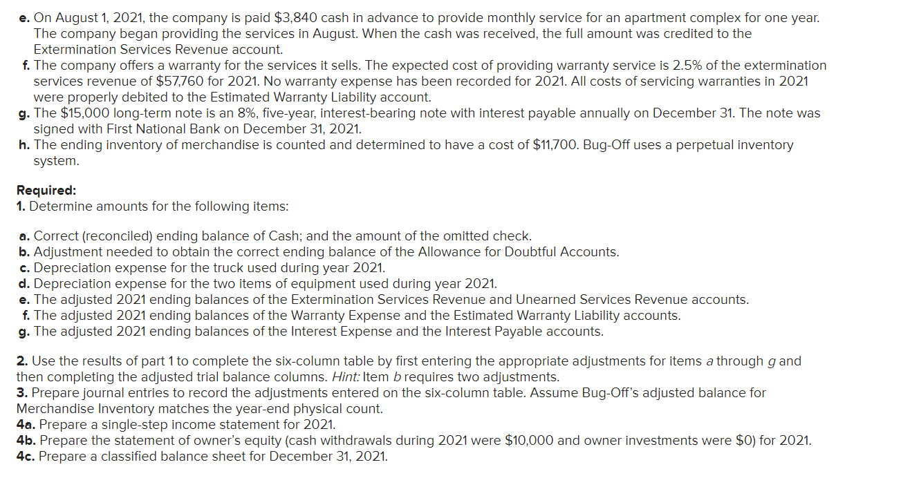 Solved Bug-Off Exterminators provides pest control services | Chegg.com