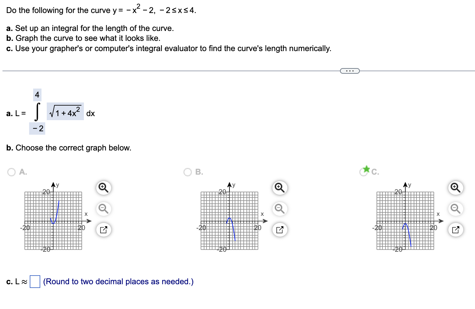 Solved Do the following for the curve y=−x2−2,−2≤x≤4. a. Set | Chegg.com