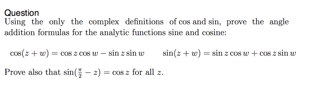 Solved Question Using the only the complex definitions of | Chegg.com