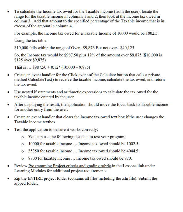 Solved Calculate Income Tax For this project, you'll create | Chegg.com