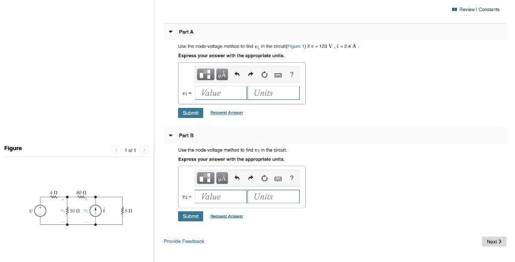 Solved Review Constants Part A Use the node-voltage method | Chegg.com