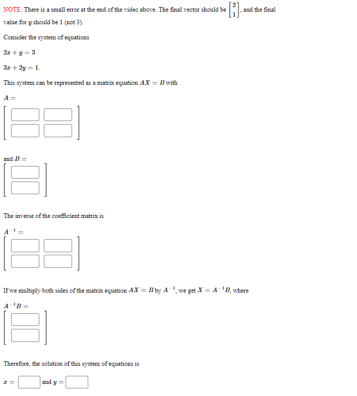 Solved NOTE: There is a small error at the end of the video | Chegg.com